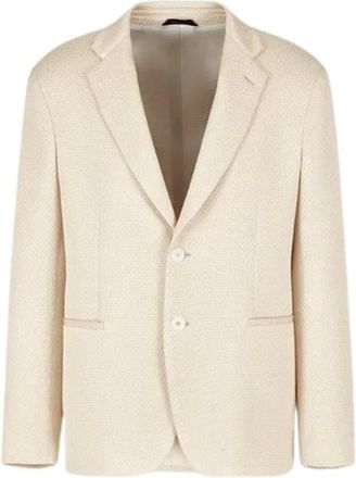 Giorgio Armani Homme, Costumes, Beige, Taille: L Silk-blend Mesh Jersey Jacket