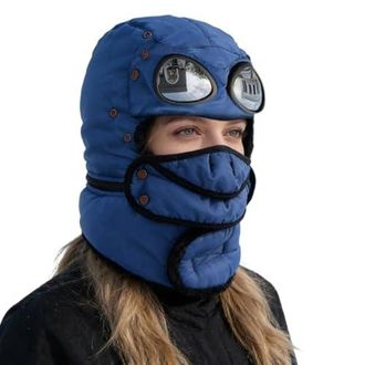 Generic Bonnet dhiver coupe-vent avec protection des oreilles et d&eacute;coupe pour lunettes - Bonnet dhiver avec lunettes int&eacute;gr&eacute;es - Bonnet &eacute;pais de chasseur ou d