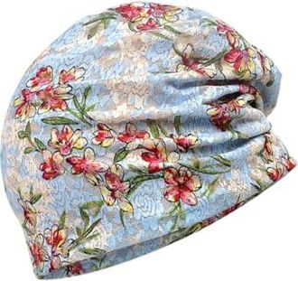Tendycoco Bonnet De Chimio Femme Dentelle Fleurie Bleu Turban Élastique Respirant Pour Femmes Chapeau Floral Confortable Et Pratique