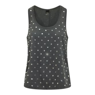 Pinko Perforiertes Tanktop mit Rundhalsausschnitt - - Tops - Damen - Schwarzk - S