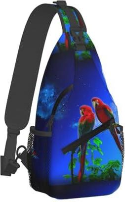 Generic Sacoche Bandouliere Perroquets Casual Sling Bag Multifonction Sac DEpaule pour &eacute;cole Randonn&eacute;e Cyclisme