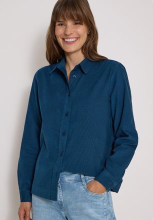 Cecil Hemdbluse CECIL, Damen, Gr. XXL (46), blau (moonlight blau), Web, 100% Baumwolle, unifarben, normal normal, V-Ausschnitt, abgesteppt, Blusen Hemdbluse