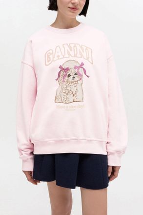 Ganni Sweat-shirt rose caniche Coton biologique - Taille S - Pour Femme