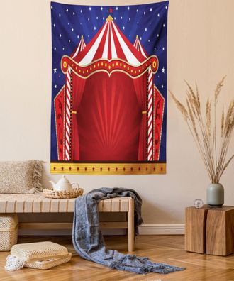 Abakuhaus rot blau Wandteppich, Leinwand-Zirkuszelt aus Weiches Mikrofaser Stoff Waschbar ohne Verblassen Digitaldruck, 150 x 110 cm, Blau Zinnoberrot