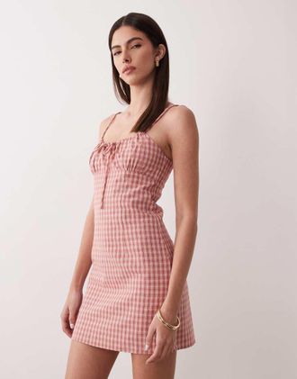 Rhythm Robe courte fronc&eacute;e &agrave; carreaux vichy - Rose