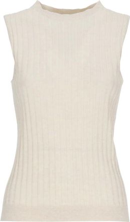 PESERICO Femme, Tops, Beige, Taille: 38 FR Haut c&ocirc;tel&eacute; en coton