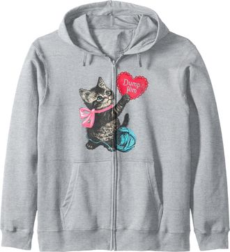 Trendy Apparel Valentines Day Dump Him Cute Kitten with Bow Kapuzenjacke