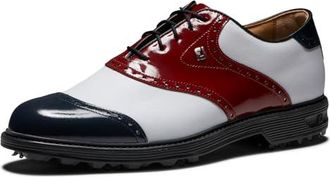 FootJoy Chaussures de Golf Premiere Series Wilcox pour Homme, Verni Rouge, Blanc, Bleu, 42 EU