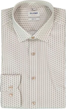 Olymp Herren Hemd beige Baumwoll-Stretch