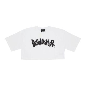 Disclaimer Logo Strass Crop Tee Wei&szlig; - - Tops - Damen - Wei&szlig; - L