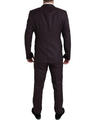 Dolce & Gabbana Mens Maroon 2 Piece Single Breasted Martini Suit Virgin Wool
