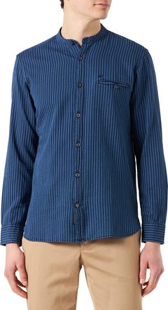Camel Active Herren Denim Streifenhemd aus Reiner Baumwolle Blau, menswear-5XL