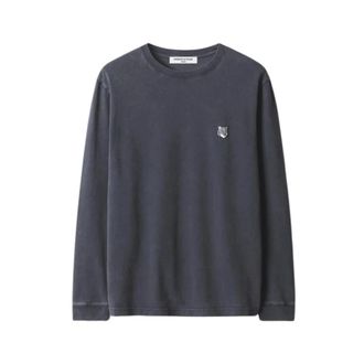 Maison Kitsun&eacute; Fox Head Faded Comfort Langarmshirt - - Tops - Herren - Schwarzk - M