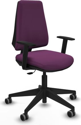 Piqueras y Crespo Elche Drehstuhl mit 1D-Armlehnen, ausgestattet mit grundlegendem Permanentkontakt und Schneideschaum, 65 mm Rollen, Parkett, Violett