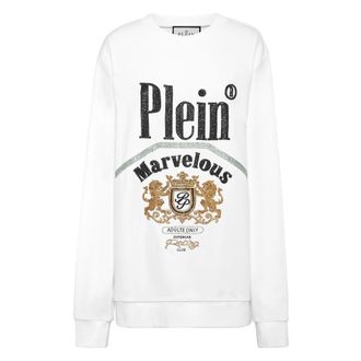 Philipp Plein Femme, Sweatshirts et sweats &agrave; capuche, Blanc, Taille: 40 FR Pullover Round Neck LS Marvelous