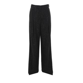 Max Mara Schwarze- weit geschnittene Paillettenhose - - Trousers - Damen - Schwarzk - S