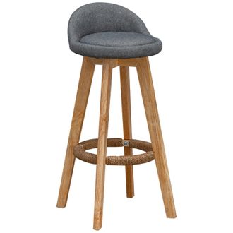 Generic Moderner Barhocker aus Massivholz mit R&uuml;ckenlehne, 360&deg; drehbar, mit Fu&szlig;st&uuml;tze, stilvoller K&uuml;chenhocker f&uuml;r Zuhause und Caf&eacute;, 37 x 37 x 53 cm