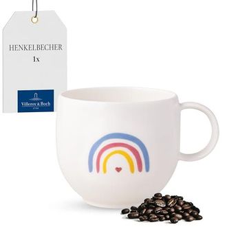 Villeroy & Boch With Love mug à anse Be Happy, porcelaine Premium, cadeau, tasse à café, mug, tasse pour le café et le thé, 290 ml, résistant au lave-vaisselle et au 