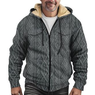 Generic Sweat &agrave; capuche zipp&eacute; doubl&eacute; pour homme Sweat &agrave; capuche en polaire avec cordon de serrage et motif d&eacute;contract&eacute;, Gris 01, 3XL