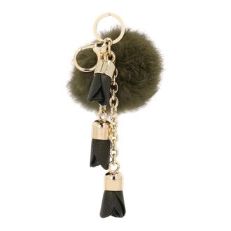 Kazar Femme, Accessoires, Vert, Taille: ONE Size Pendentif olive avec pompon et fleurs en cuir