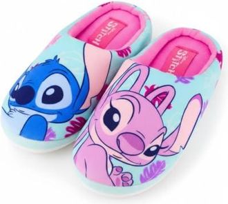 Disney Stitch et Angel Chaussons Enfants, Pantoufles Cadeau Filles et Adolescentes, Tailles EU 28 à 33 (Bleu, EU 32, Système Taille Chaussures EU, Enfant de 