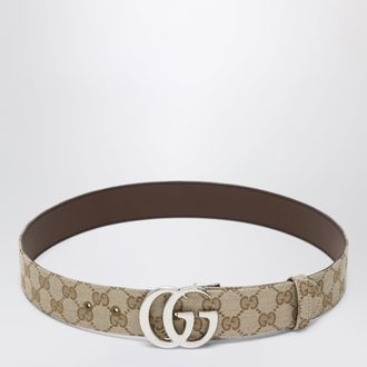 Gucci Flacher Marmont G&uuml;rtel aus GG-Gewebe in Sand