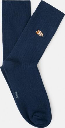 Mango Chaussettes coton broderie animal bleu marine - Homme - 40-42 - MANGO MAN