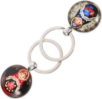 FOMIYES Lot de 2 Porte-cl&eacute;s Matriochka en Alliage et Verre, D&eacute;coration Suspendue L&eacute;g&egrave;re et Compacte, Accessoires pour Paquet &agrave; Dos et Loisirs Cr&eacute;atifs, Porte-