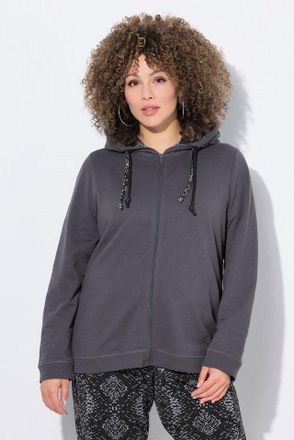 Ulla Popken Sweatjacke Sweatjacke Kapuzenfutter mit Schlangenmuster