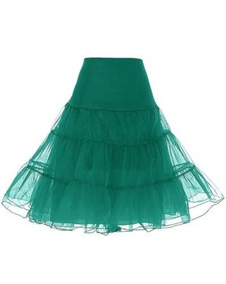 Dresstells Jupon ann&eacute;es 50 Vintage en Tulle Rockabilly Petticoat Longueur 66cm/26,Dark Green XL