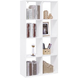 Woltu Biblioth&egrave;que WOLTU, &Eacute;tag&egrave;re Rangement &agrave; 4 Niveaux 71x29x140.5cm, Meuble de Rangement, Meuble Cube avec 8 Compartiments Ouverts en Bois dIng&eacute;nierie