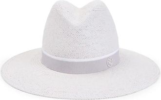 Maison Michel Caps & M&uuml;tzen - Woven Wide-Brimmed Hat With Textured Finish And St - Gr. S - in Wei&szlig; - f&uuml;r Damen