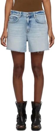 7 For All Mankind Femme, Shorts, Bleu, Taille: W28 Monroe Long Shorts