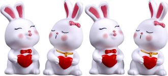 Amosfun 4 St&uuml;ck Paar Hasenschmuck Einhorn-Kuchenaufsatz Tiere Statuen Schweinchen Mini-Kaninchen- Pl&uuml;sch tierfiguren Cute Decor raumdeko Valentinstag hase Ost