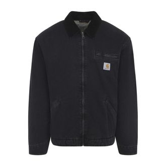Carhartt Work in Progress Homme, Vestes, Noir, Taille: XL Veste Noire Col Velours Aw25