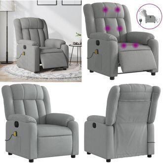 vidaXL Massagesessel Elektrisch Hellgrau Stoff - Massage Stuhl - Elektrischer Massagesessel - Entspannungsstuhl - Fernsehsessel - Relaxsessel