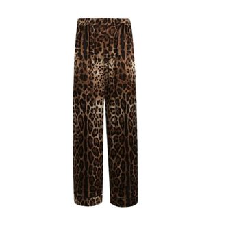 Dolce & Gabbana Femme, Pantalons, Multicolore, Taille: 40 FR Pantalon de pyjama en satin imprim&eacute; l&eacute;opard