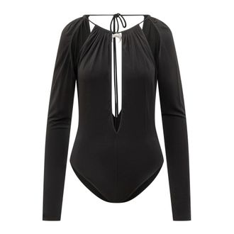 Marine Serre Femme, Tops, Noir, Taille: 34 FR Jewel Pendant Bodysuit