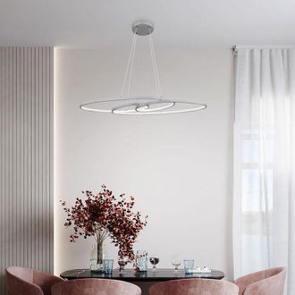 Globo Lighting Globo Lighting - Suspension led argent Lampe &agrave; suspendre Alu cct Lampe de salon Memory, 39W 2200Lm blanc chaud froid, LxlxH 100x36x120 cm
