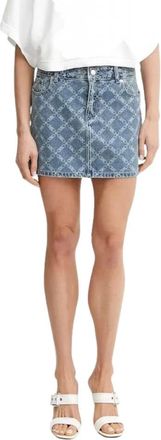 Michael Kors Femme, Jupes, Bleu, Taille: 38 FR Empire Diamond Print Denim Skirt