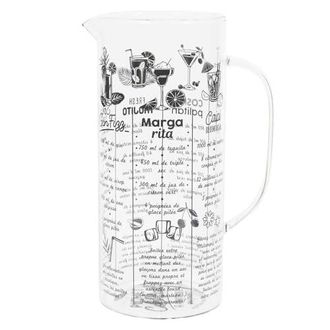 COOK CONCEPT KA5875 Pichet &agrave; Cocktails 2L avec Recettes Int&eacute;gr&eacute;es - Design &Eacute;l&eacute;gant en Borosilicate - Id&eacute;al Ap&eacute;ritifs et Soir&eacute;es - 165 x 10 x 10 cm - Transparent No