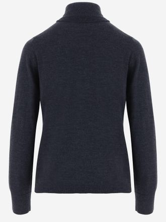 Allude Womens Cashmere Turtleneck Sweater Dark Grey Virgin Wool