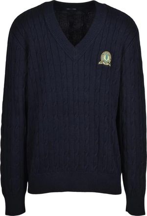 Fred Perry Homme, Pulls, Bleu, Taille: 2XL Pull Col en V en maille torsad&eacute;e