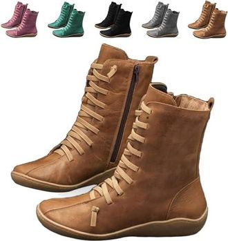 Generic Bottines courtes Chelsea imperm&eacute;ables &agrave; talon carr&eacute; bas pour femme - Antid&eacute;rapantes - Fermeture &eacute;clair lat&eacute;rale - Soutien de la vo&ucirc;te plantaire - Bott