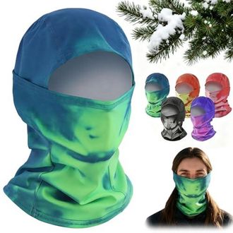 Generic Cagoule unisexe réactive à la chaleur - Changement de couleur - Masque de ski intégral - Cagoule dhiver pour le ski, la randonnée, Bleu à vert, Taille