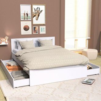 Weber Industries Le Quai Des Affaires - Lit oslo 140x200 + 2 tiroirs / Blanc/ 144x202x80