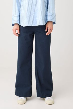 Knowledge Cotton Apparel Damen vegan Hose Posey Wide Slub Total Eclipse Navy