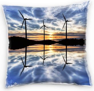 Paul Sinus Art Landschaft, blau, orange, schwarz, Windr&auml;der Deko Kissen 40x40cm f&uuml;r Couch Sofa Lounge Zierkissen - Dekoration zum Wohlf&uuml;hlen