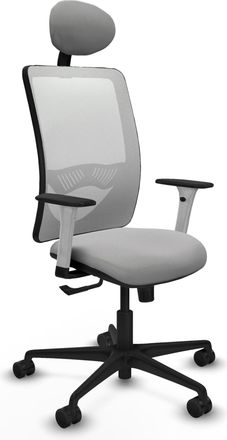 Piqueras y Crespo B&uuml;rostuhl mit Lendenwirbelst&uuml;tze Zulema mit wei&szlig;en und schwarzen Armlehnen und festem Kopfteil, ausgestattet mit Sincro 3 Positionen und Schneideschau