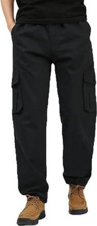 Generic Pantalon cargo &agrave; jambe droite pour homme, coupe ample, pantalon de travail d&eacute;contract&eacute;, confortable &agrave; porter au quotidien, Noir, 4XL